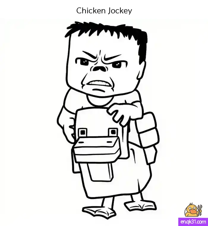 Sketch the Chicken Jockey from Minecraft Movie – Free Coloring Page ...
