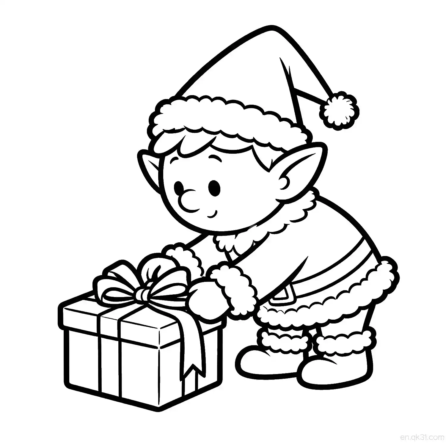 Christmas Elf 1 Coloring Page - Free Printable Christmas PDF Coloring ...