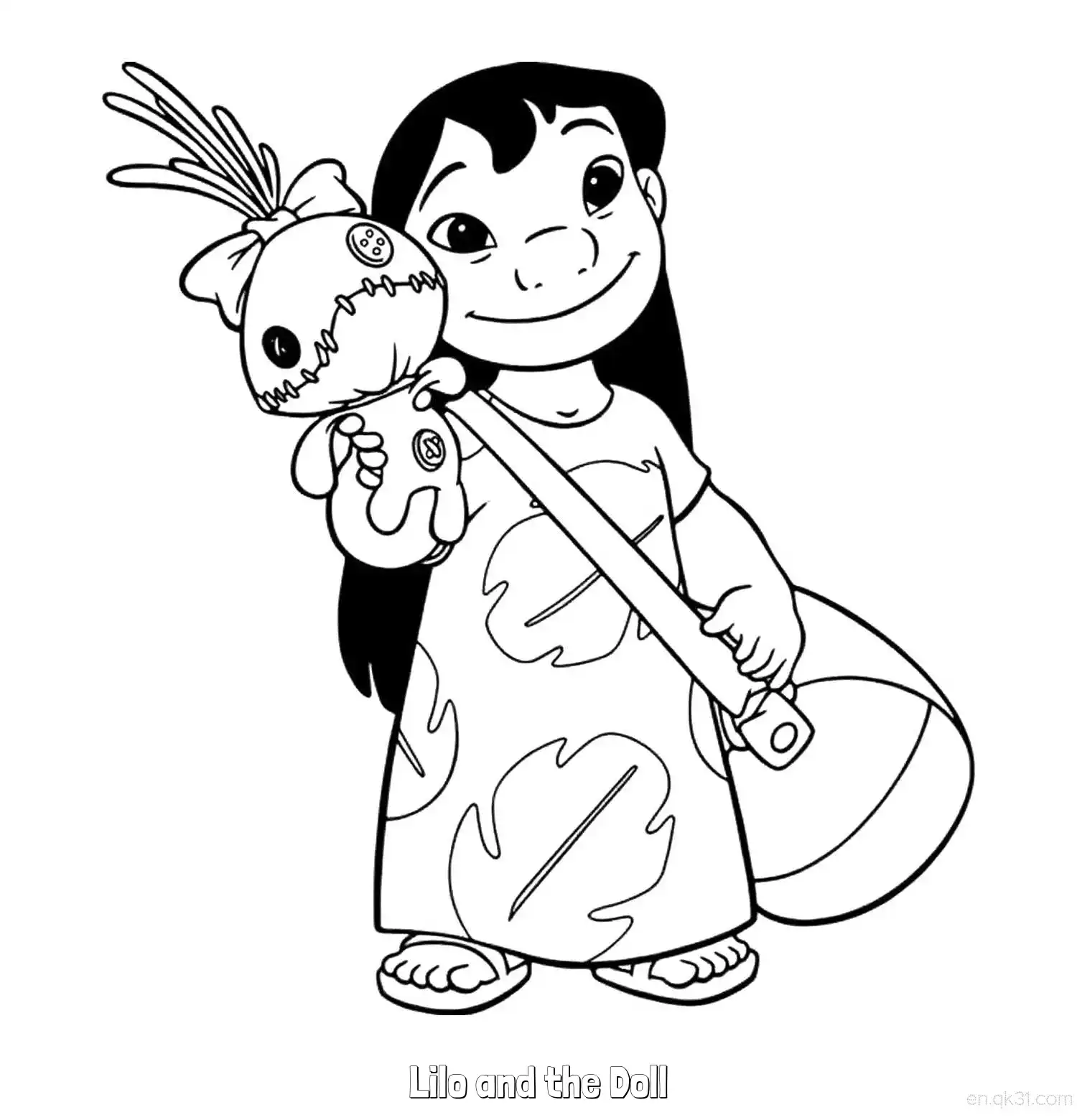 Lilo and the Doll Coloring Page - Free Printable Lilo & Stitch PDF ...