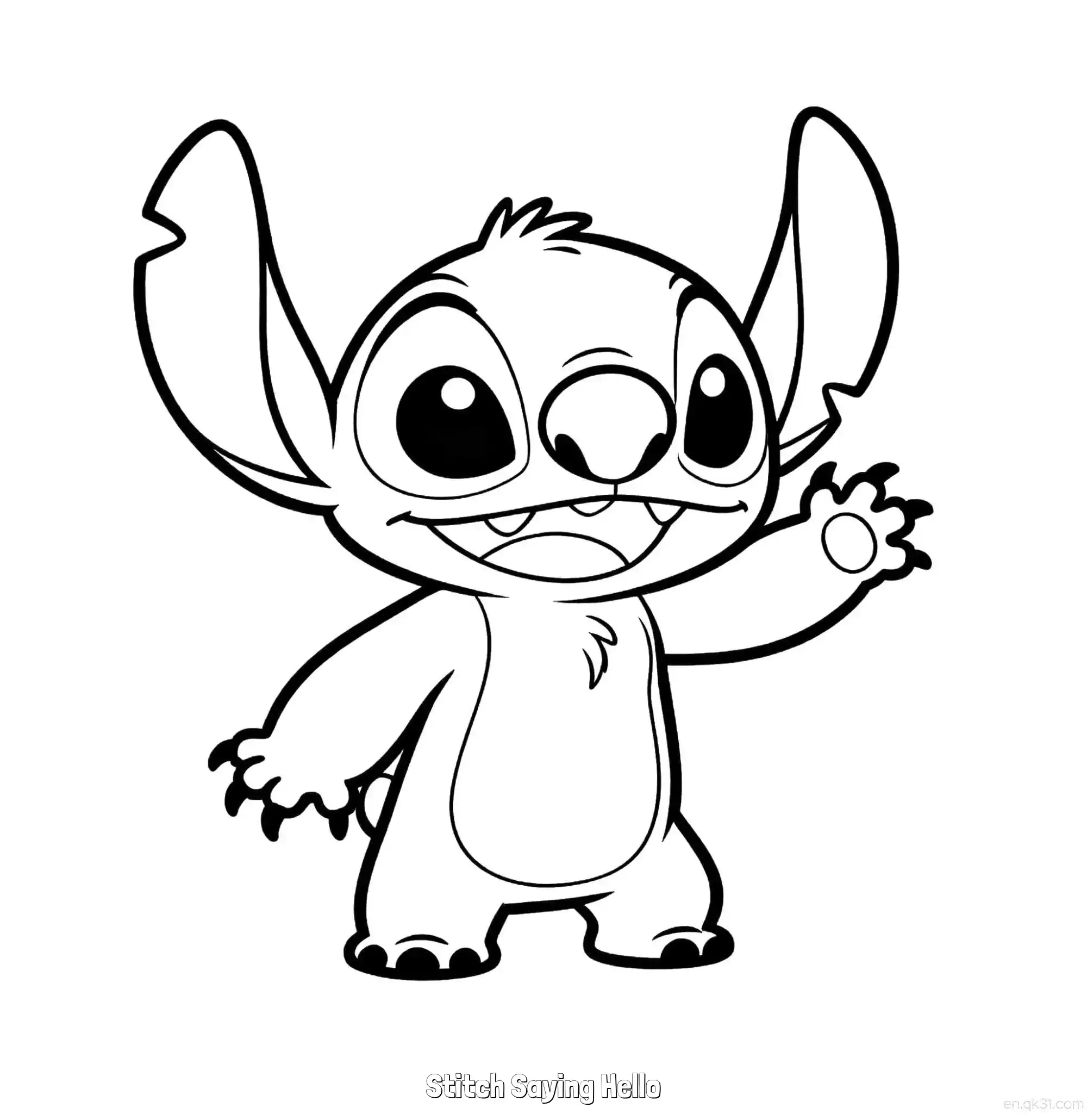 Stitch Saying Hello Coloring Page - Free Printable Lilo & Stitch PDF ...