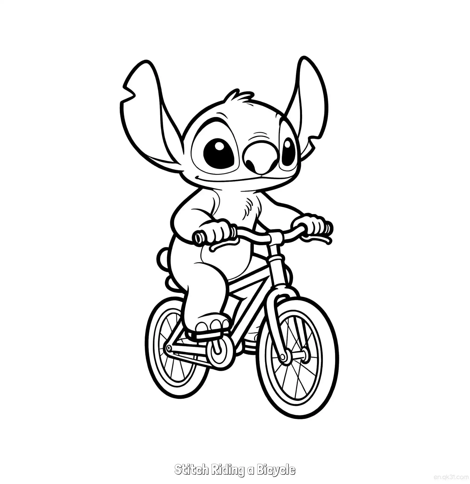 Stitch Riding a Bicycle Coloring Page - Free Printable Lilo & Stitch ...