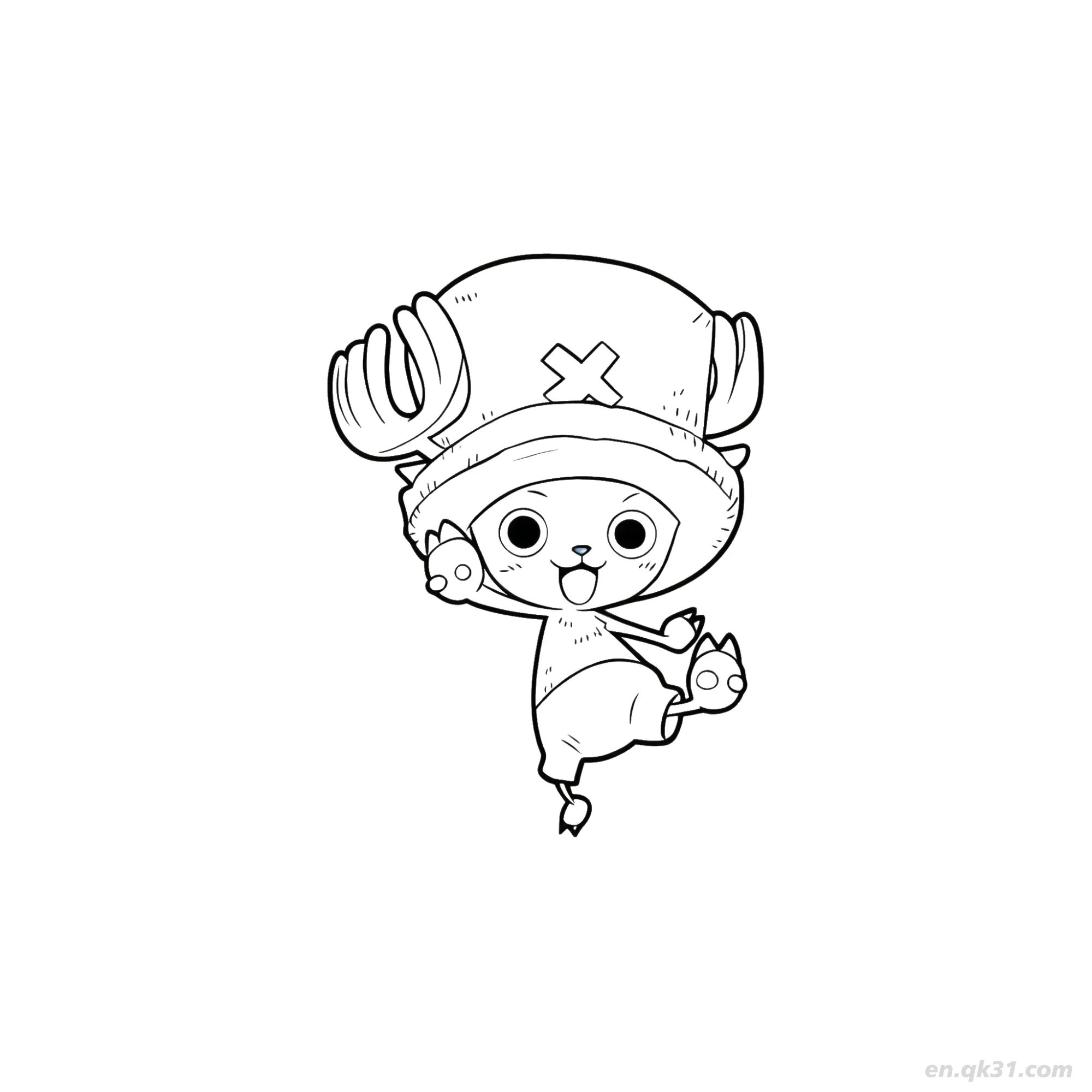Chopper Chibi Cute Waving One Piece Coloring -QuickDuck Tools