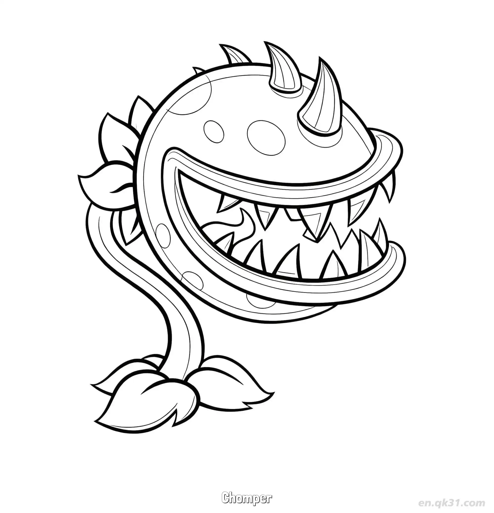 Chomper 2 Coloring Page - Free Printable Plants vs Zombies PDF Coloring Sheets-QuickDuck Tools