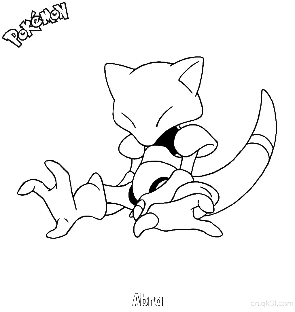 Abra Coloring Page - Free Printable Pokemon Coloring Sheets-QuickDuck Tools
