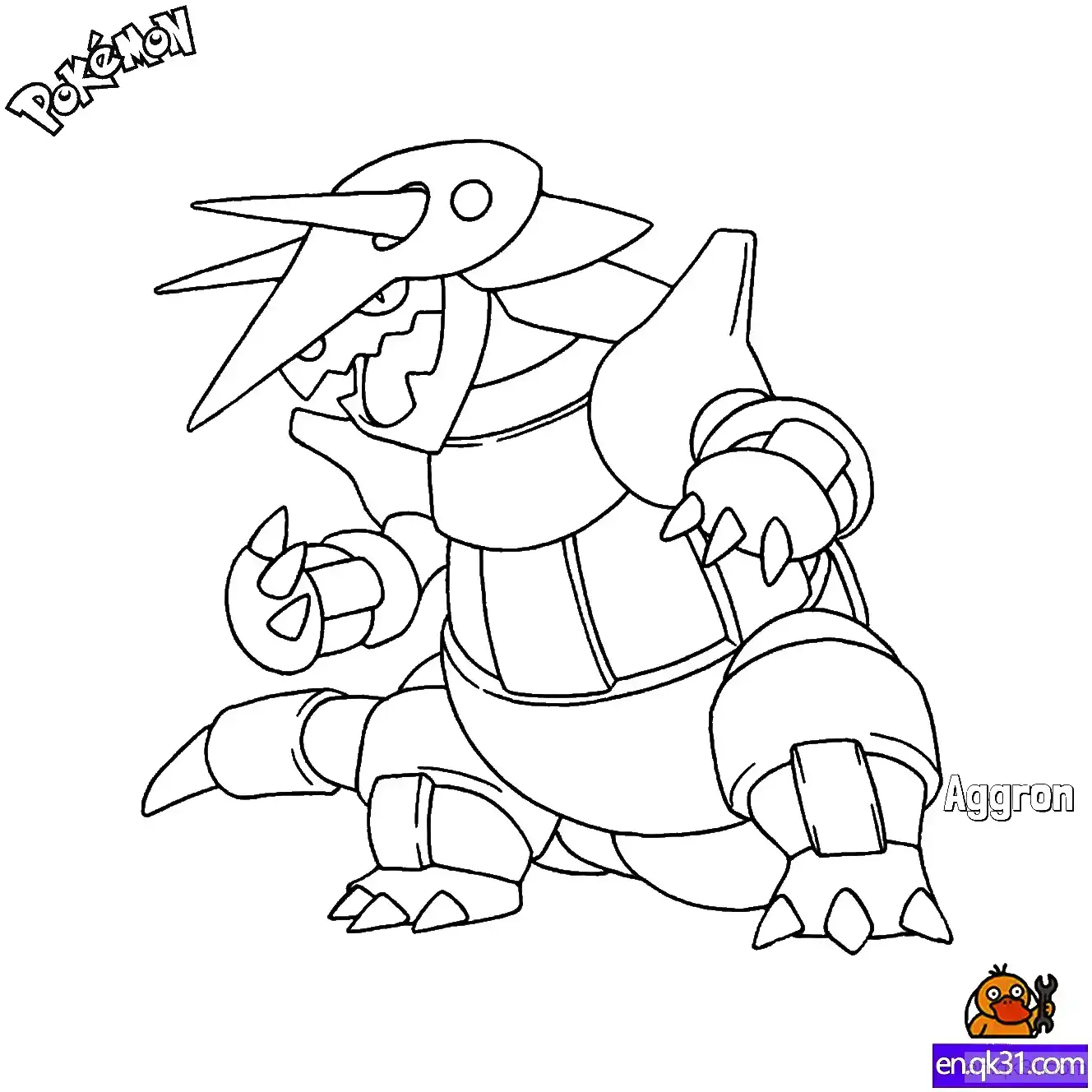 Aggron Coloring Page - Free Printable Pokemon Coloring Sheets-QuickDuck ...
