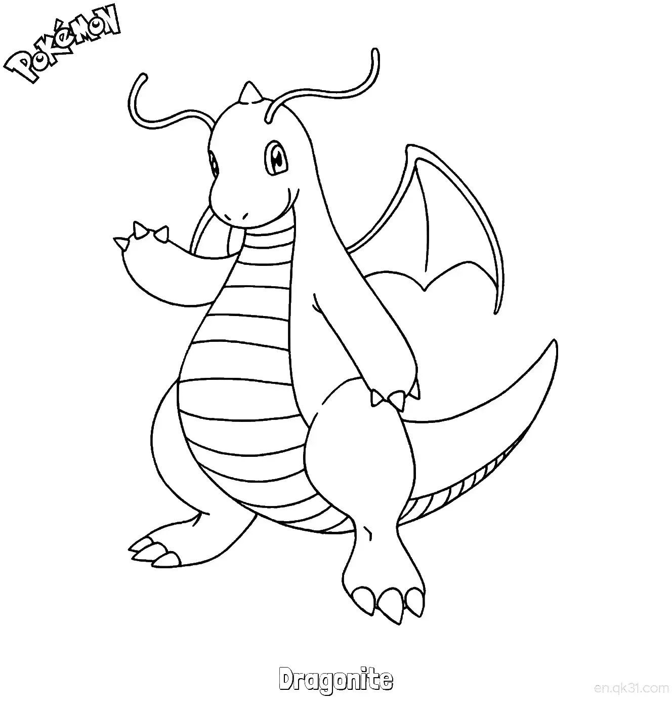 Dragonite Coloring Page - Free Printable Pokemon Coloring Sheets ...