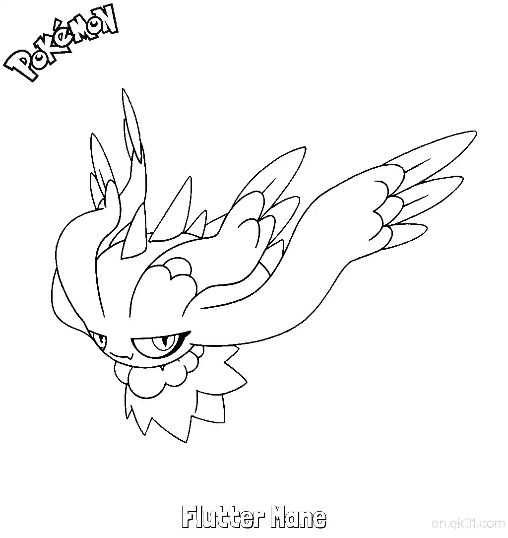 Flutter Mane Coloring Page - Free Printable Pokemon Coloring Sheets ...
