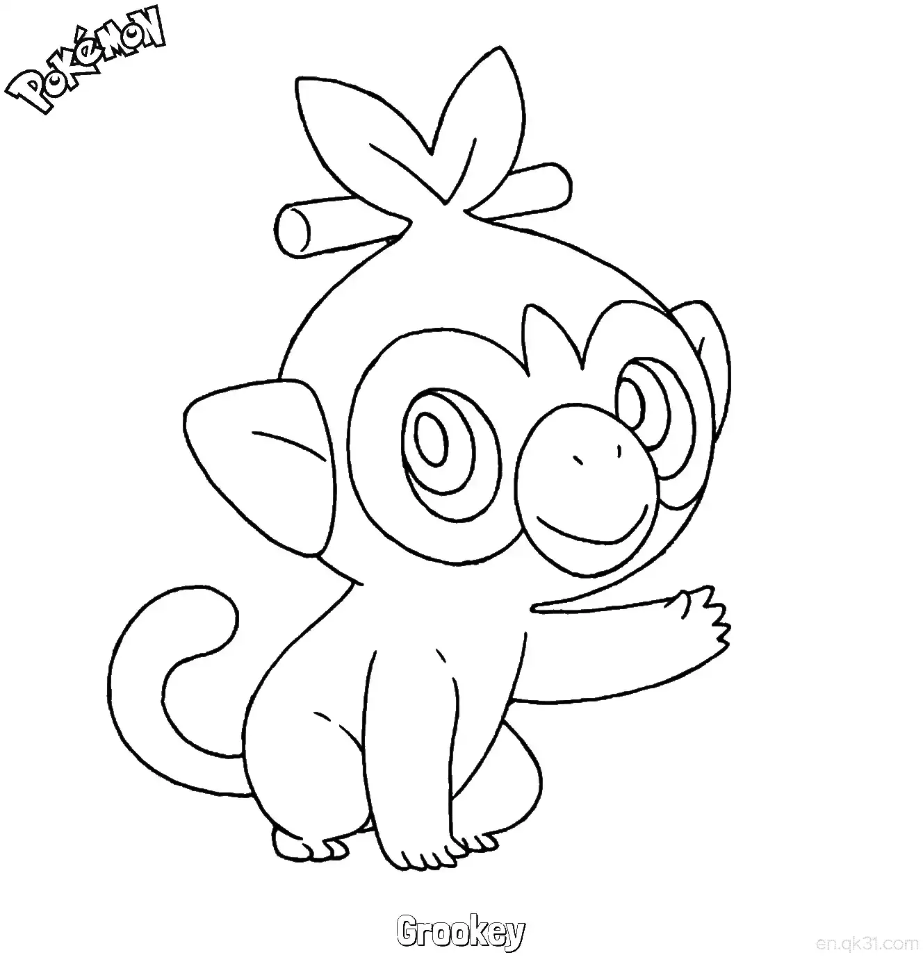 Grookey Coloring Page - Free Printable Pokemon Coloring Sheets ...
