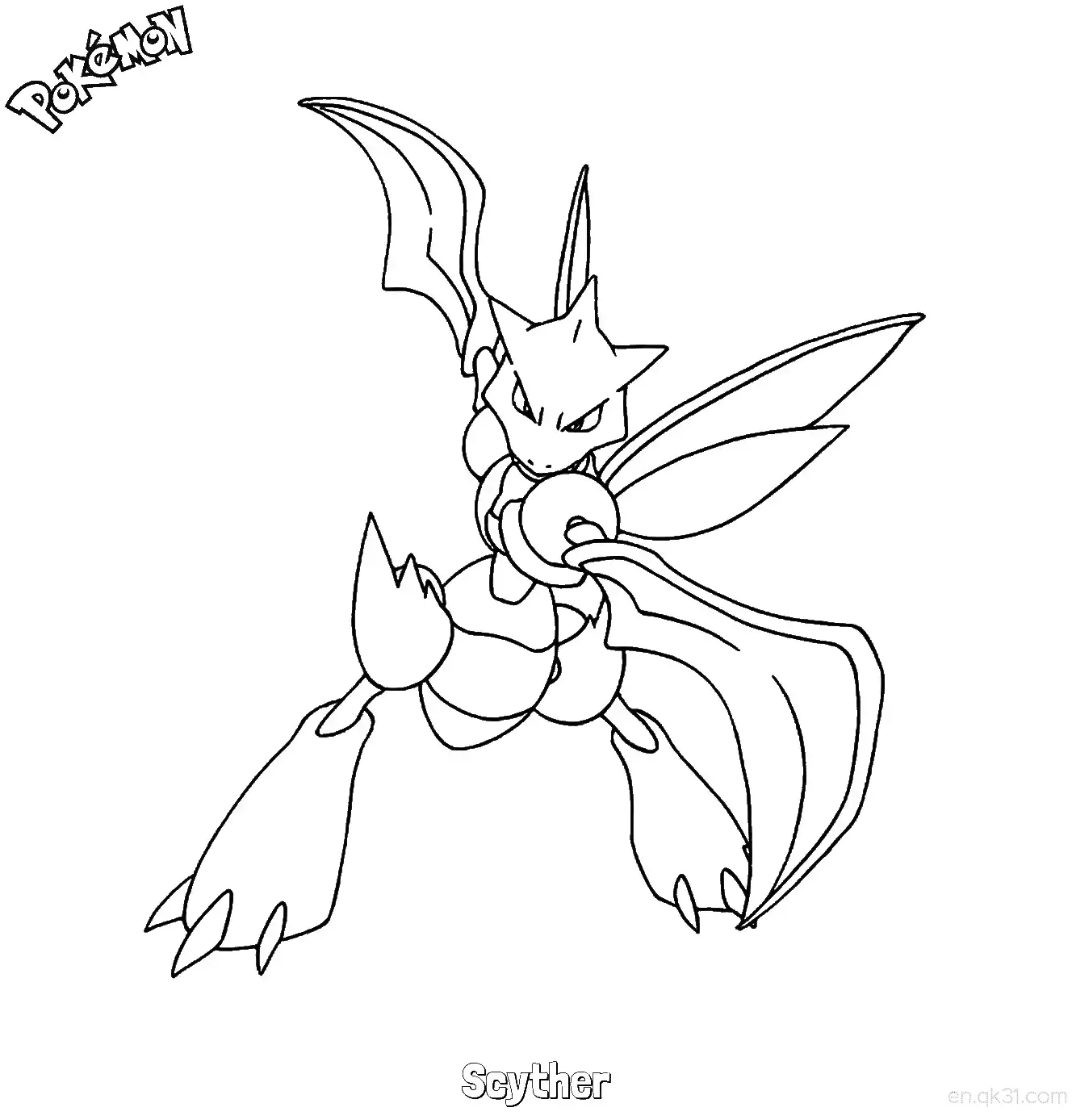 Scyther Coloring Page - Free Printable Pokemon Coloring Sheets ...