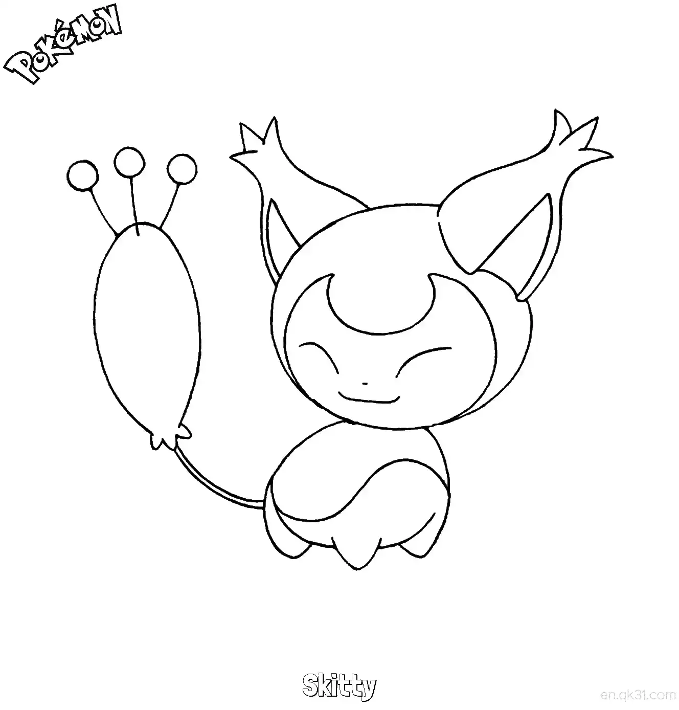 Skitty Coloring Page - Free Printable Pokemon Coloring Sheets-QuickDuck ...