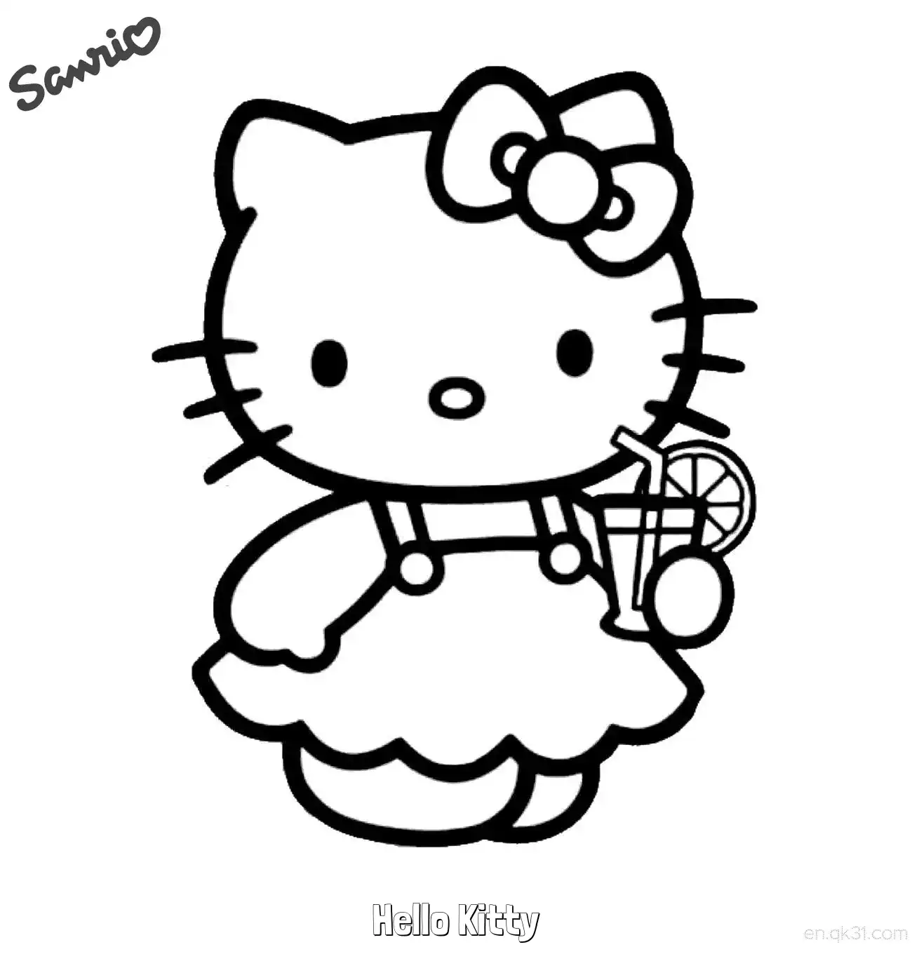 Hello Kitty 19 Coloring Page - Free Printable Sanrio PDF Coloring Sheets-QuickDuck Tools